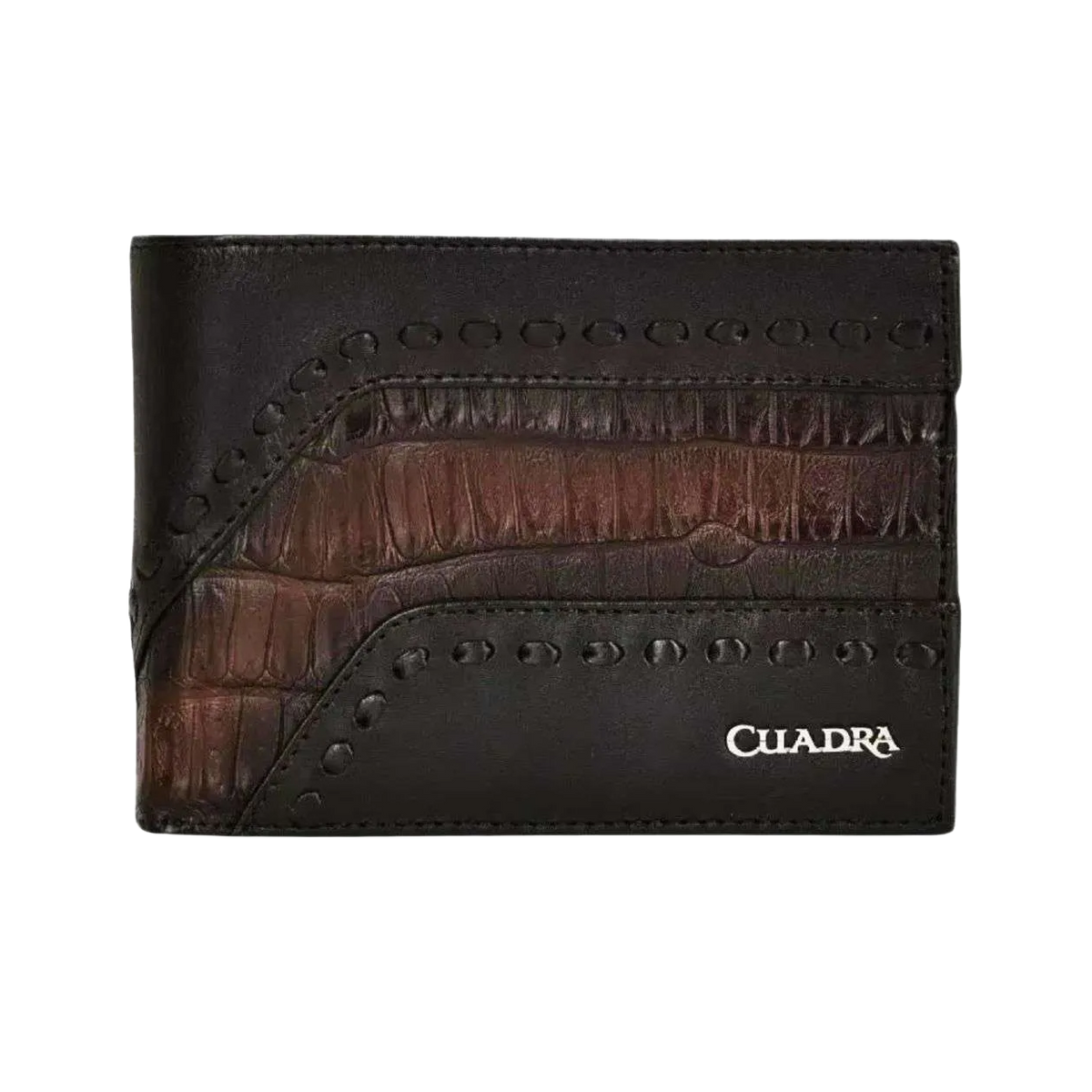 Cuadra Men's Plunge Brown Caiman Woven Bifold Wallet DU483