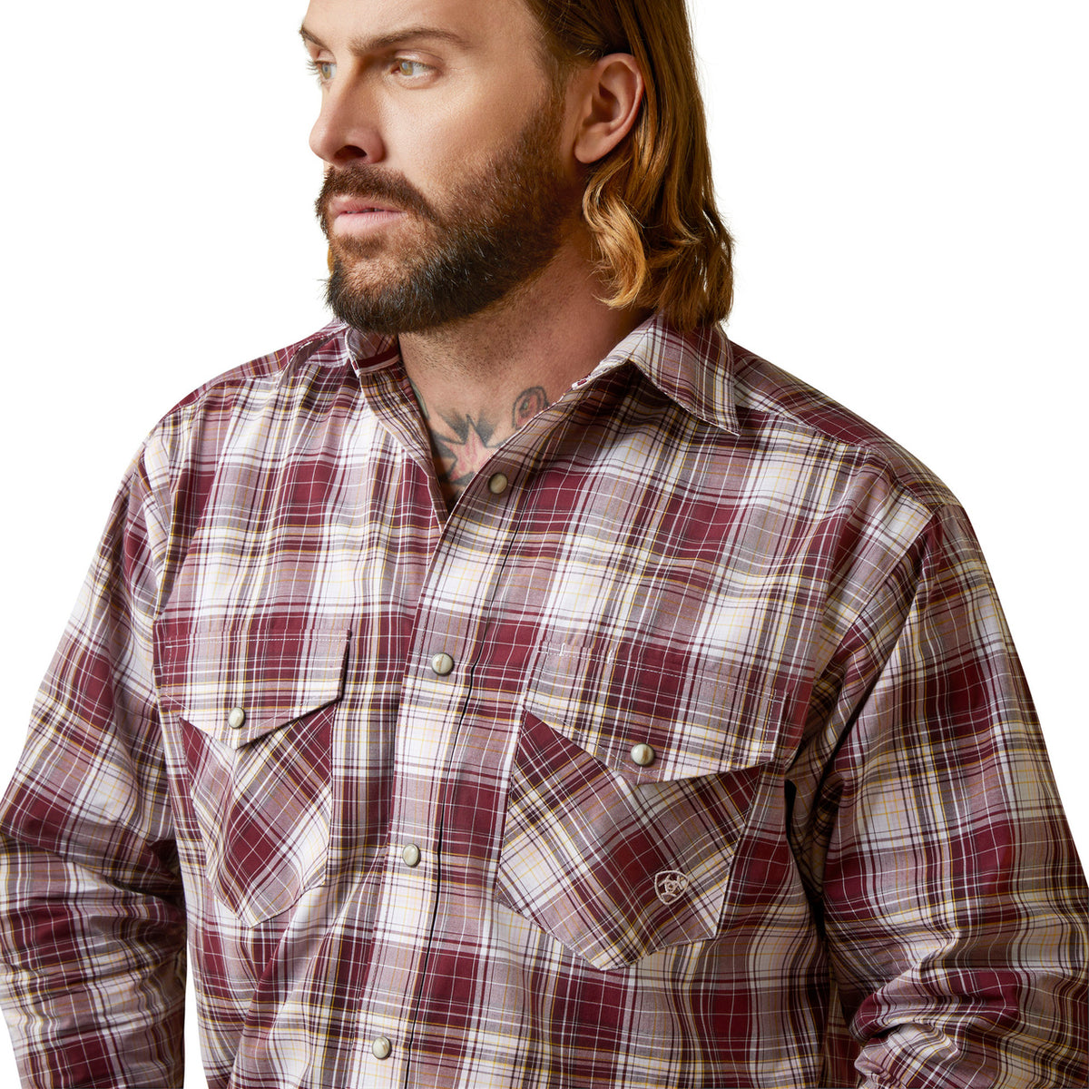 Ariat Men's Pro Series Adrian Classic Fit Maroon Snap Button Down Shir