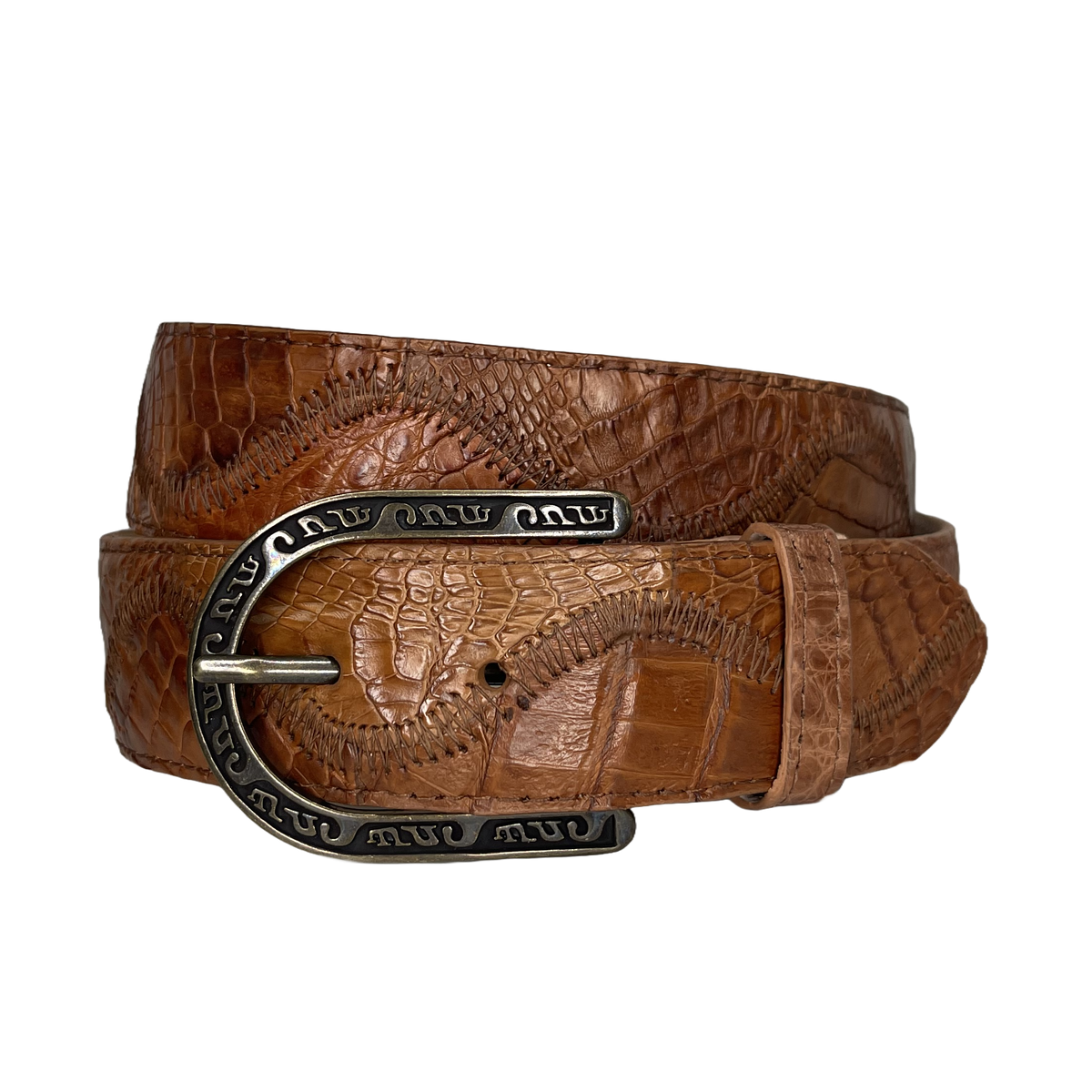 Corral Men's Tan Caiman Waves Western Belt CB-0035
