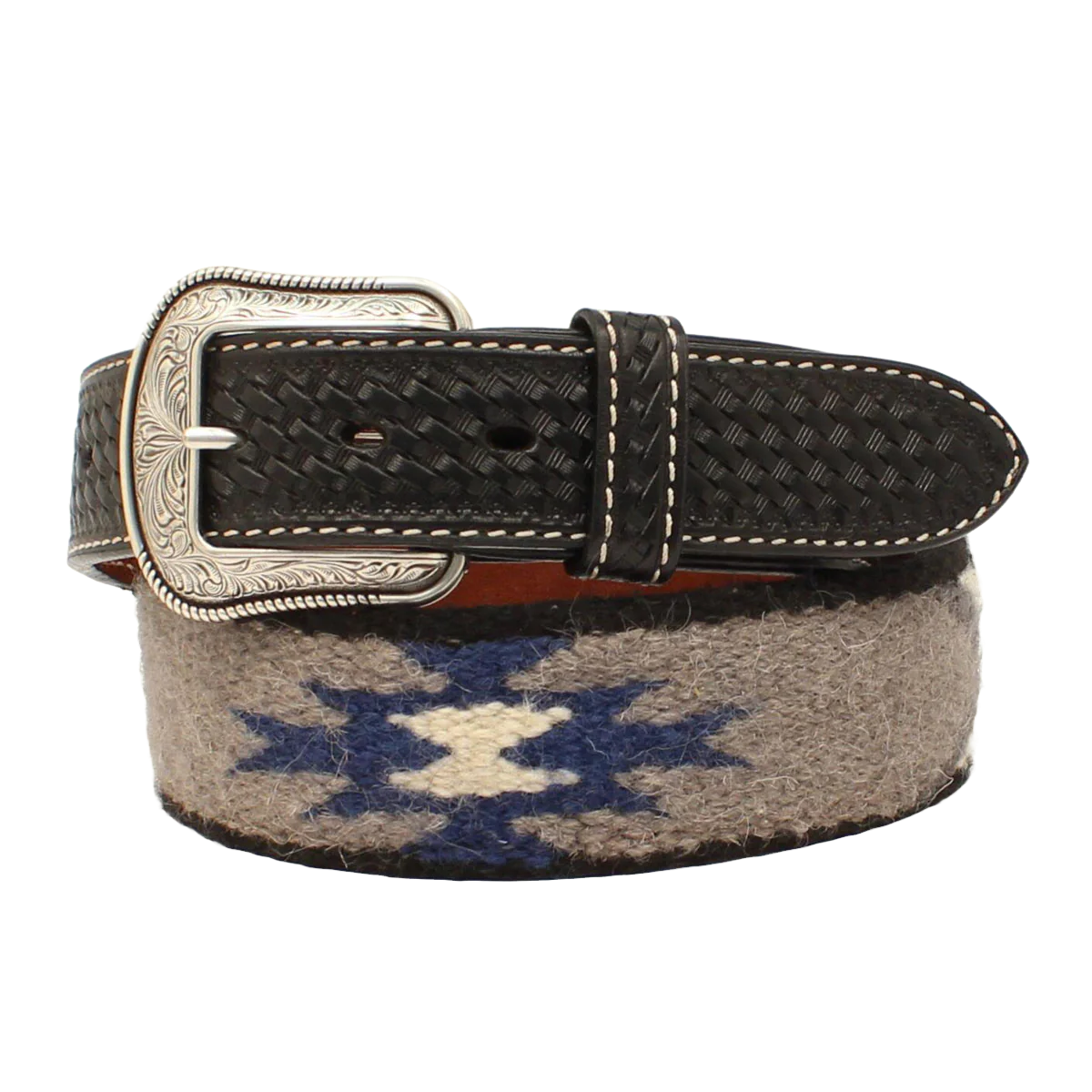 3D Belt Men's Wool Blanket Leather Basket Weave Western Belt D10001320