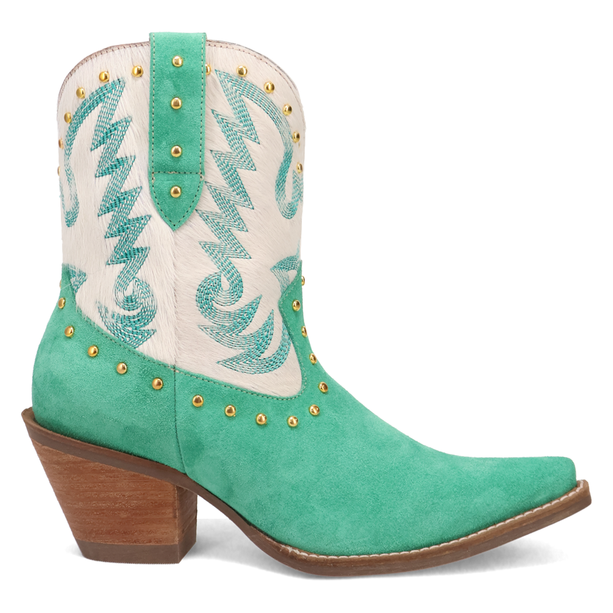Dingo Ladies Rodeo Queen Suede Hair On Green Booties DI2222-GN