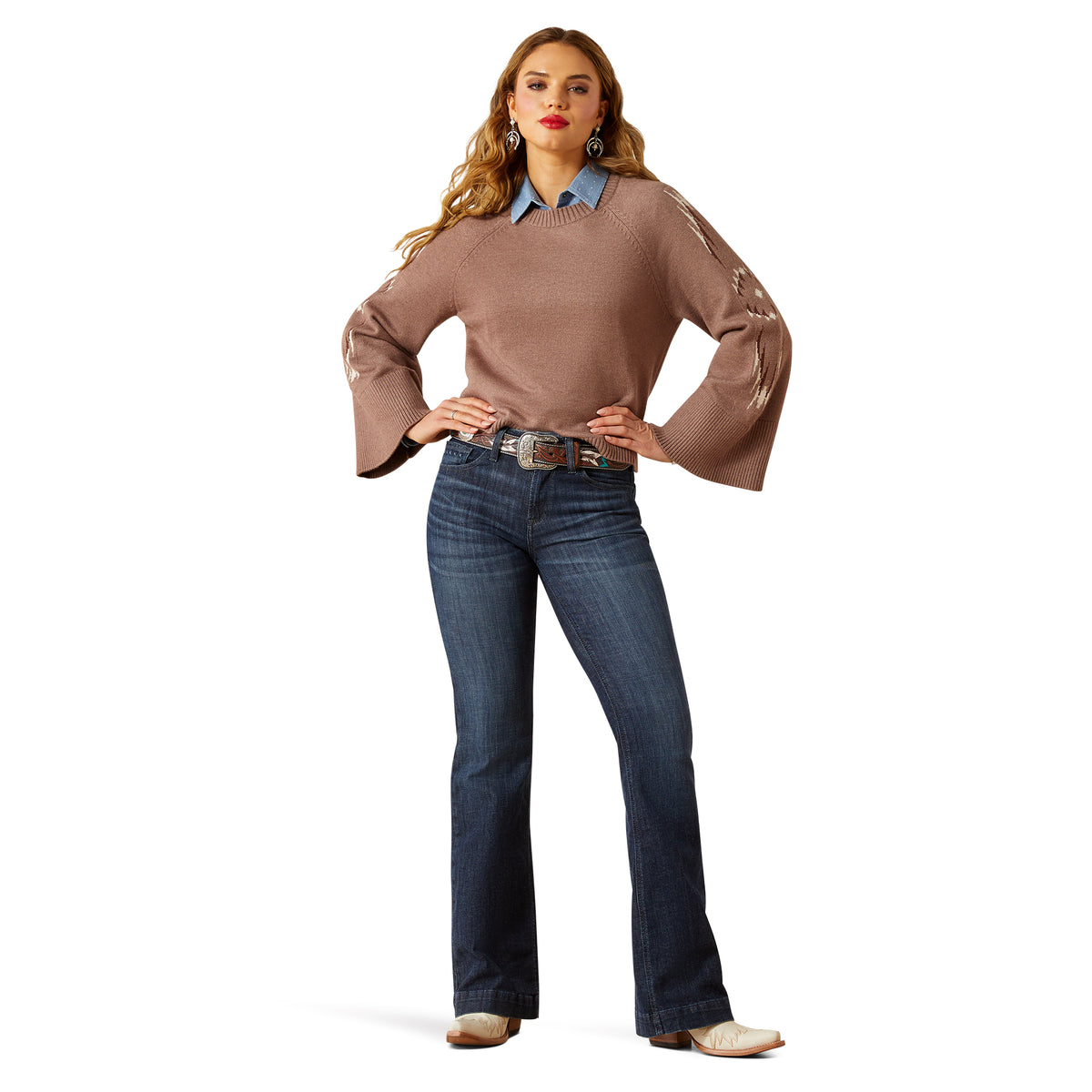 Ariat Ladies Caravan Toasted Coconut Melange Sweater 10062820