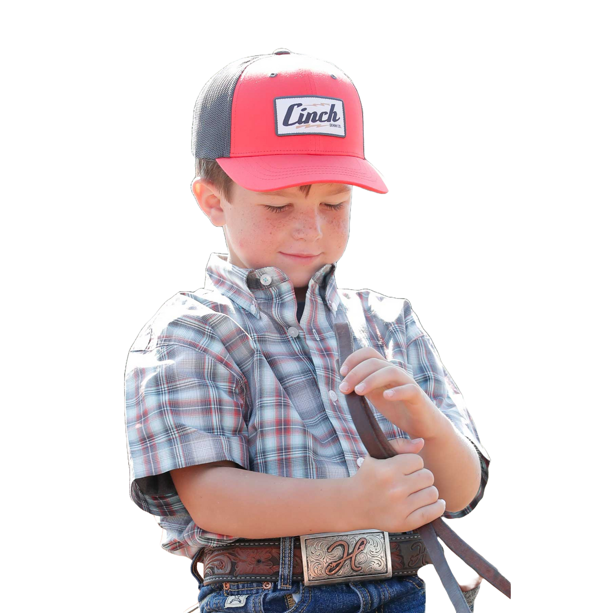 Cinch Youth Boy's Red Logo Patch Trucker Cap MCC0606025