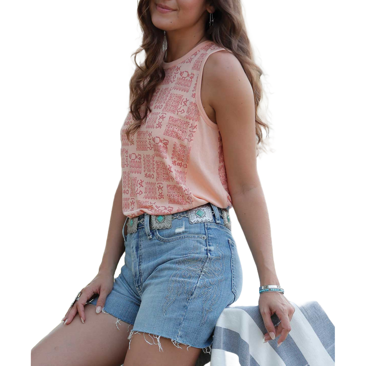 Cinch Ladies Peach Tank Top CTK7442002