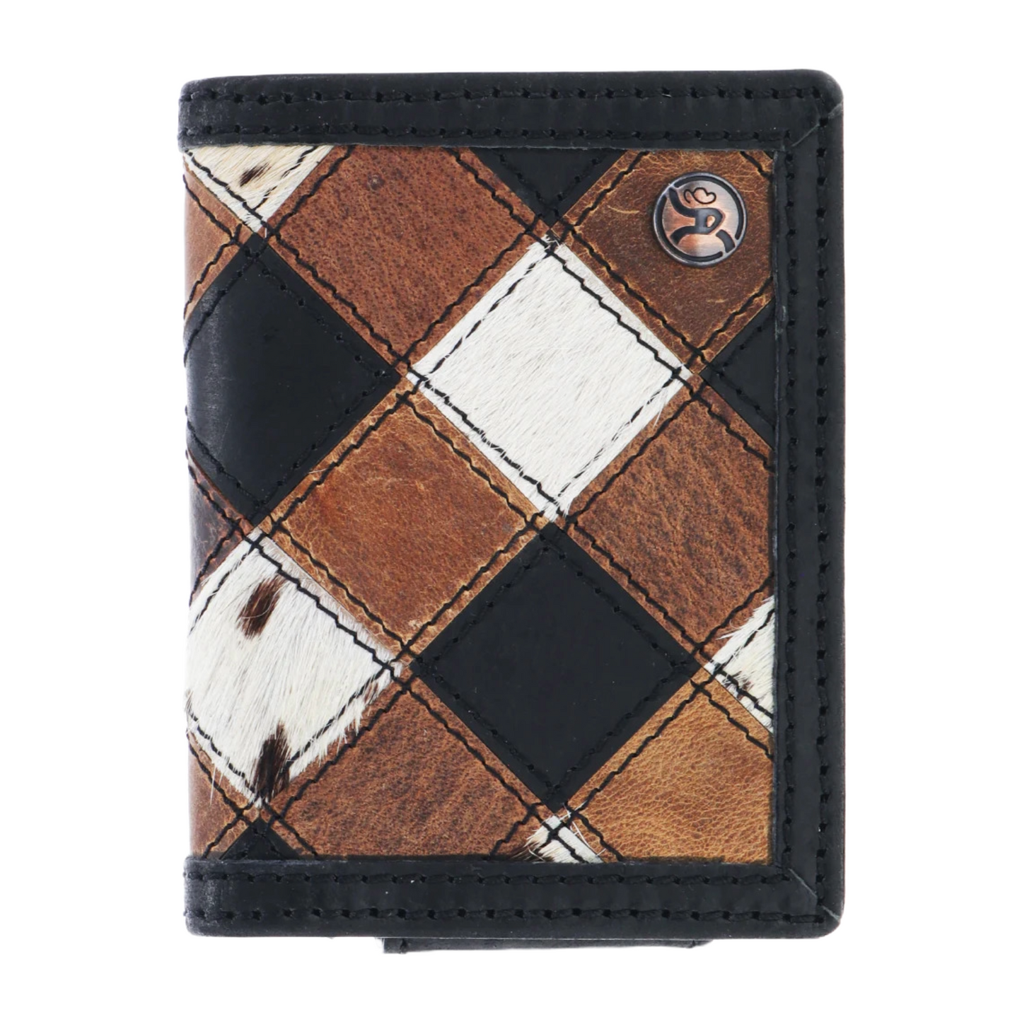 Hooey Smackdown Patchwork Western Black & Brown Bifold Wallet RFW009-B