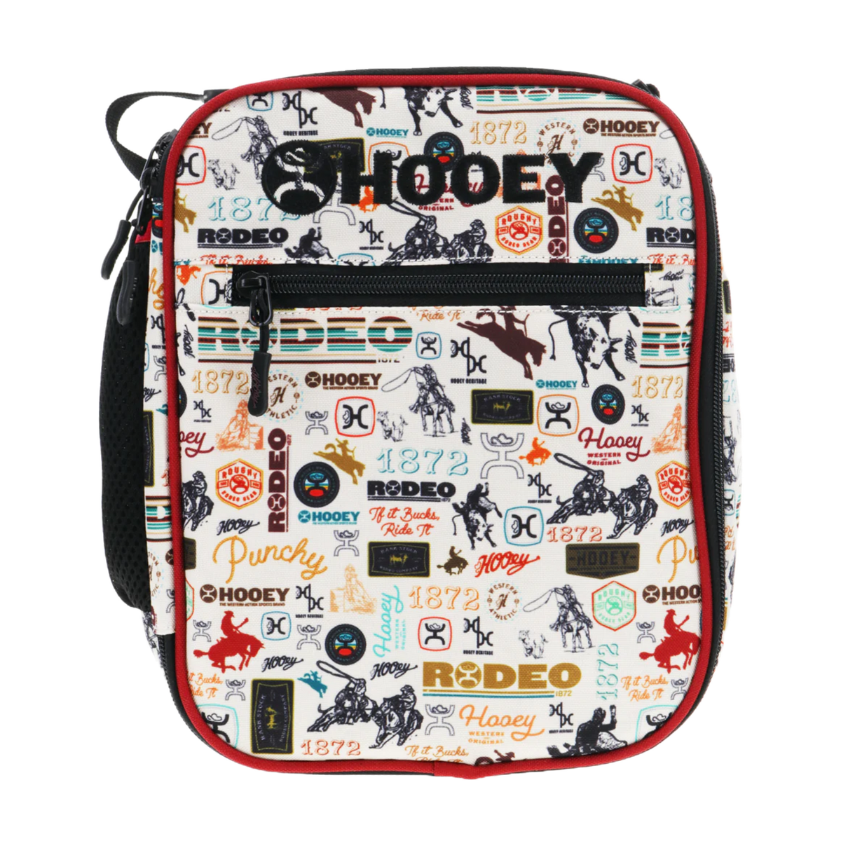 Hooey Lunch Box Red Cream Rodeo Pattern With Red and Black Handle HLB0