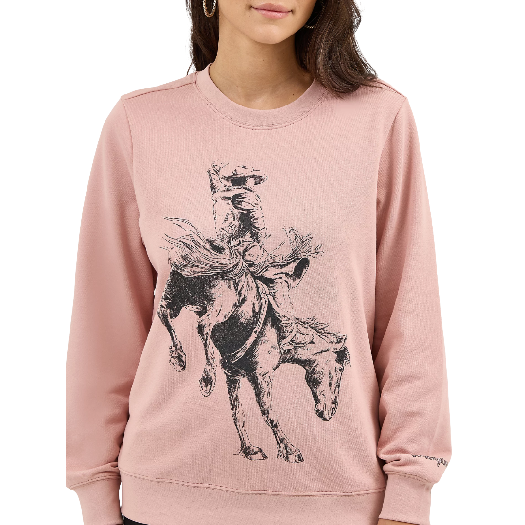 Wrangler Ladies Retro® Misty Rose Rodeo Crew Sweatshirt 112368906