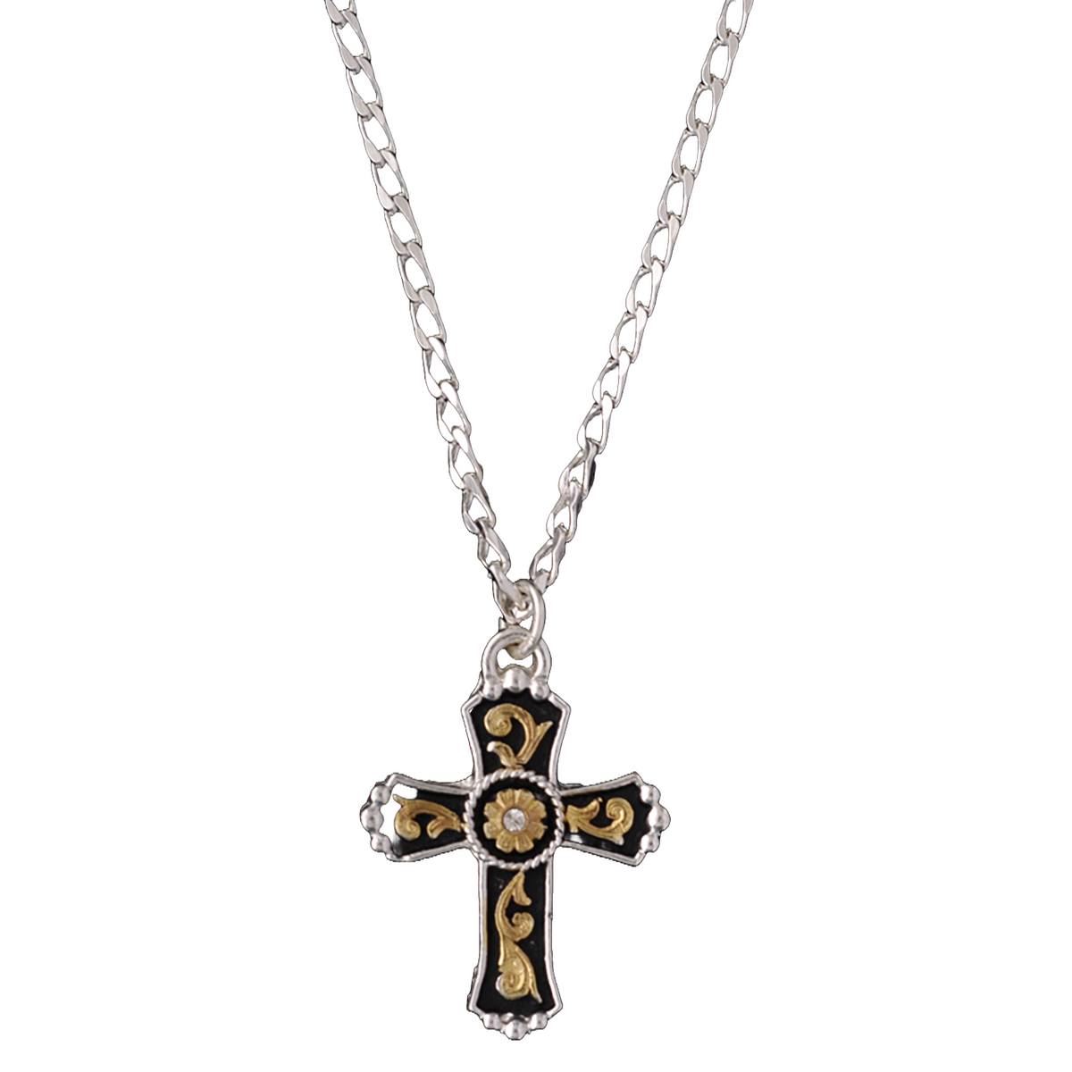 Silver Strike Men's Silver & Gold Cross Necklace DN120