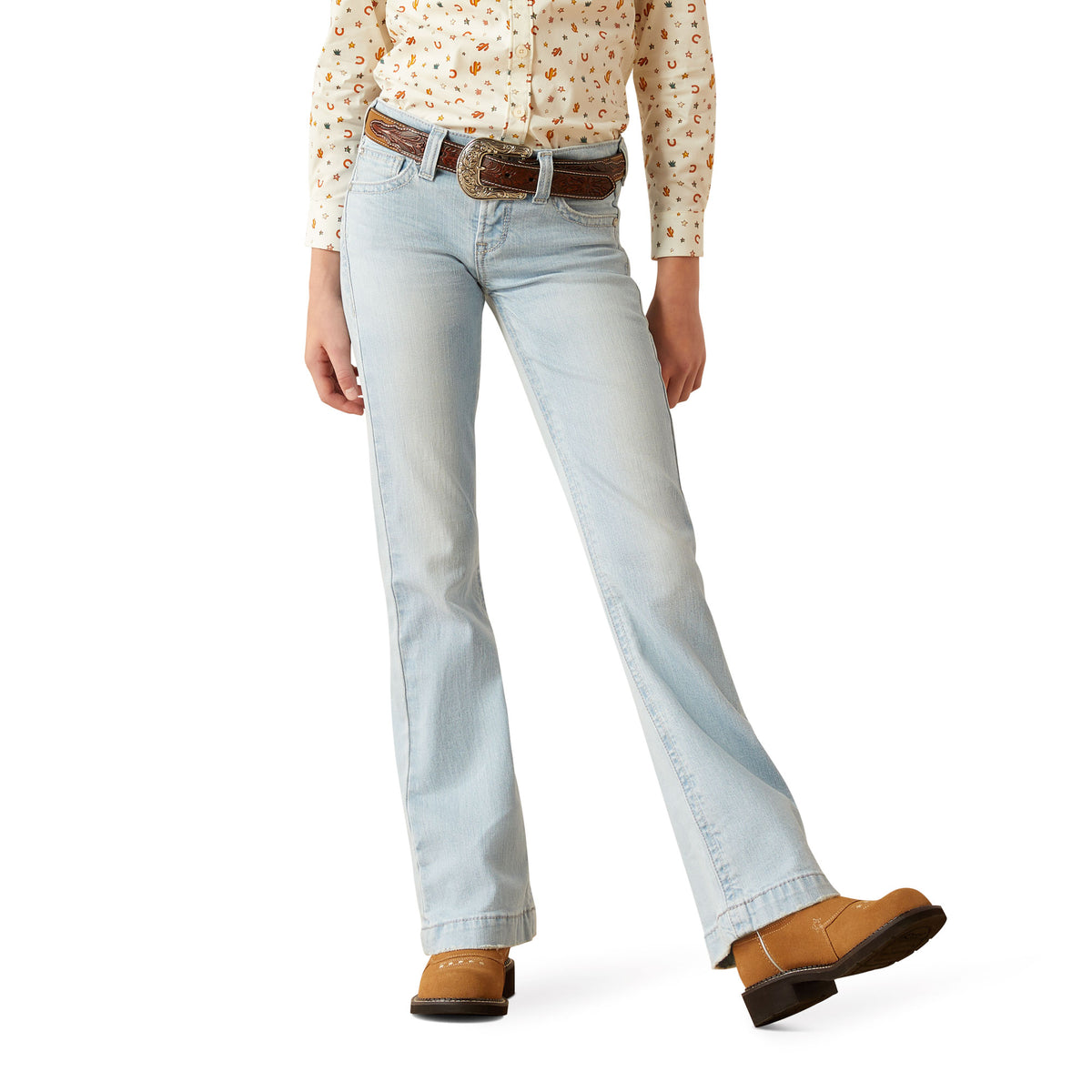 Ariat Youth Girl's Zoe Fawn Light Denim Trouser Jeans 10060982