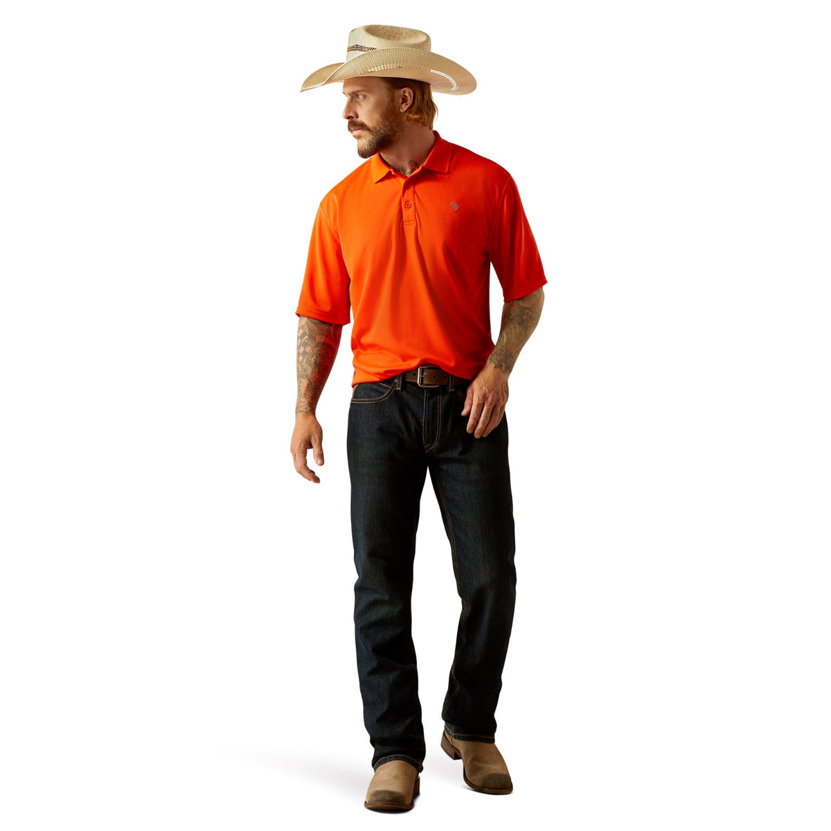 Ariat Men's Tek Short Sleeve Polo Cherry Tomato Shirt 10055250