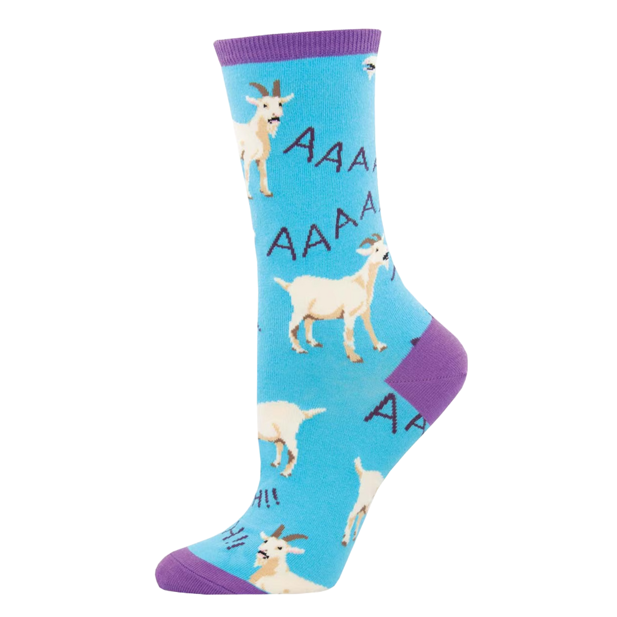 SockSmith Ladies Screaming Goats Graphic Blue Crew Socks WNC2014-BLU
