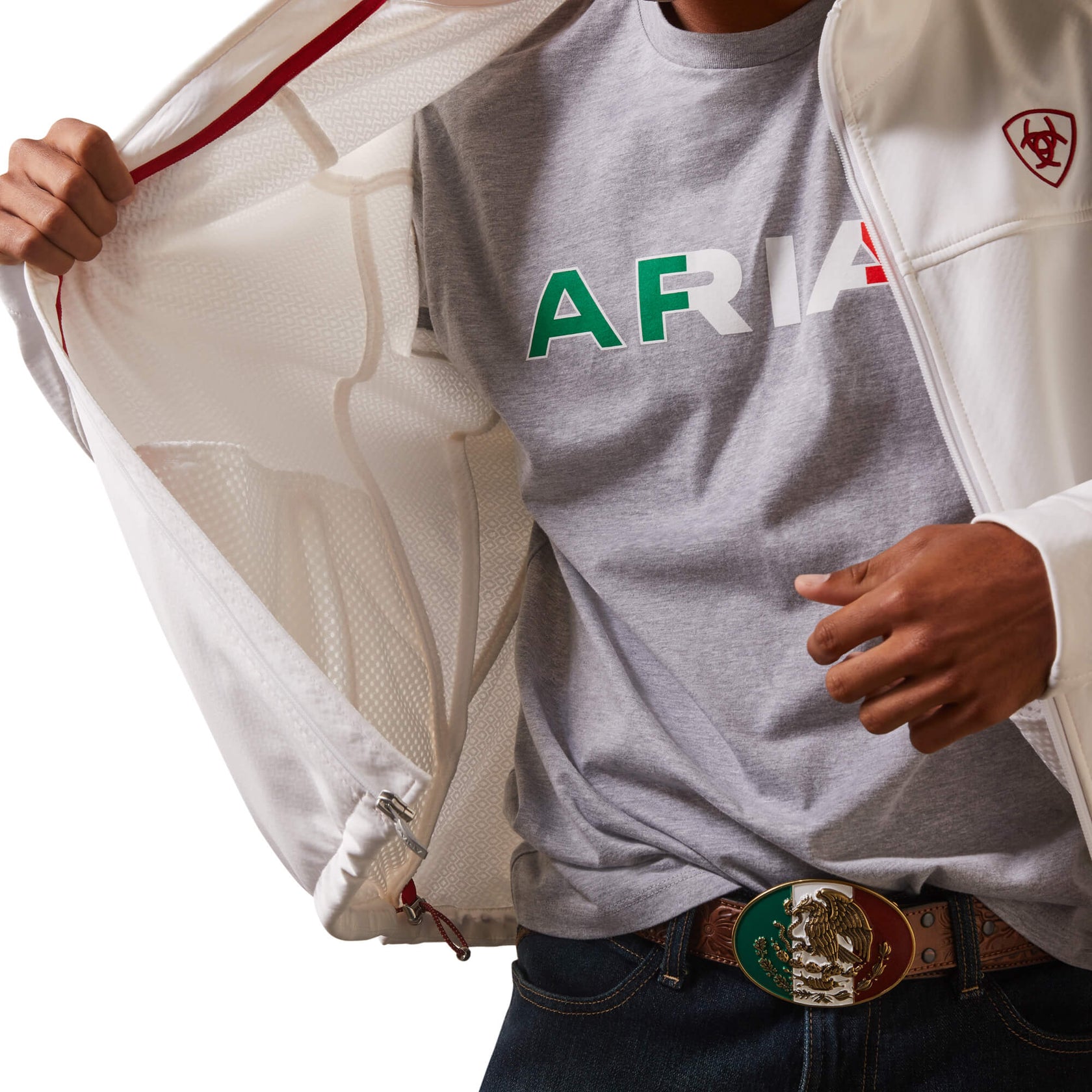 Ariat® Men's Team Mexico White Mexican Flag Softshell Jacket 10043549