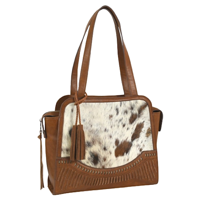 Catchfly Ladies Cowhide Chestnut Brown Tote Bag 22091794
