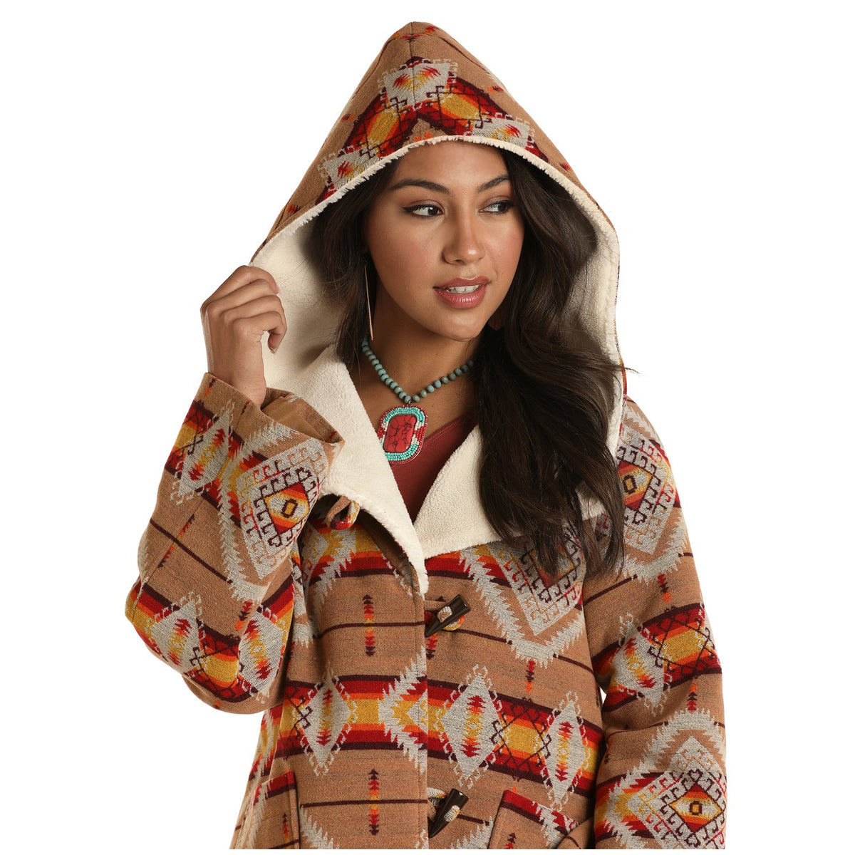 Powder River Ladies Aztec Jacquard Wool Cape Coat 52-1011-27