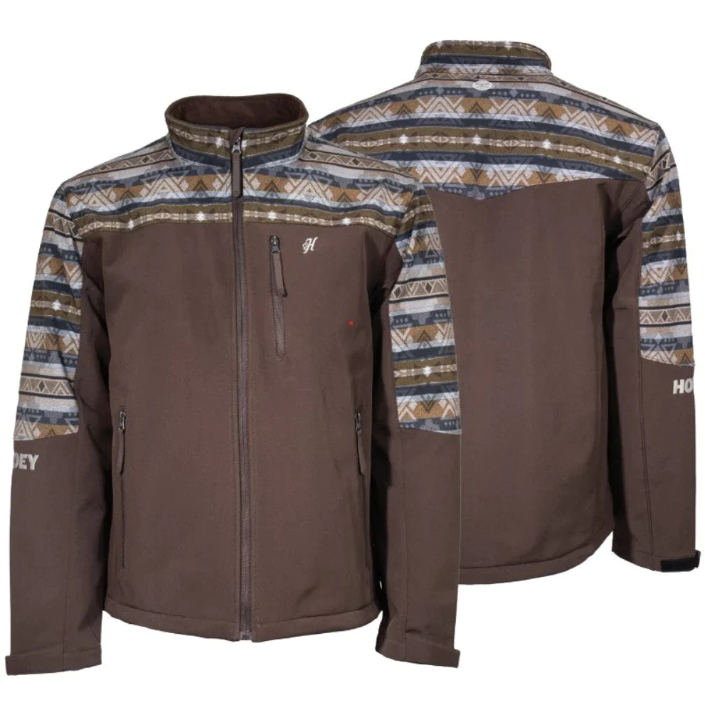 Hooey Men's Brown Aztec Full Zip Softshell Jacket HJ109BRAZ