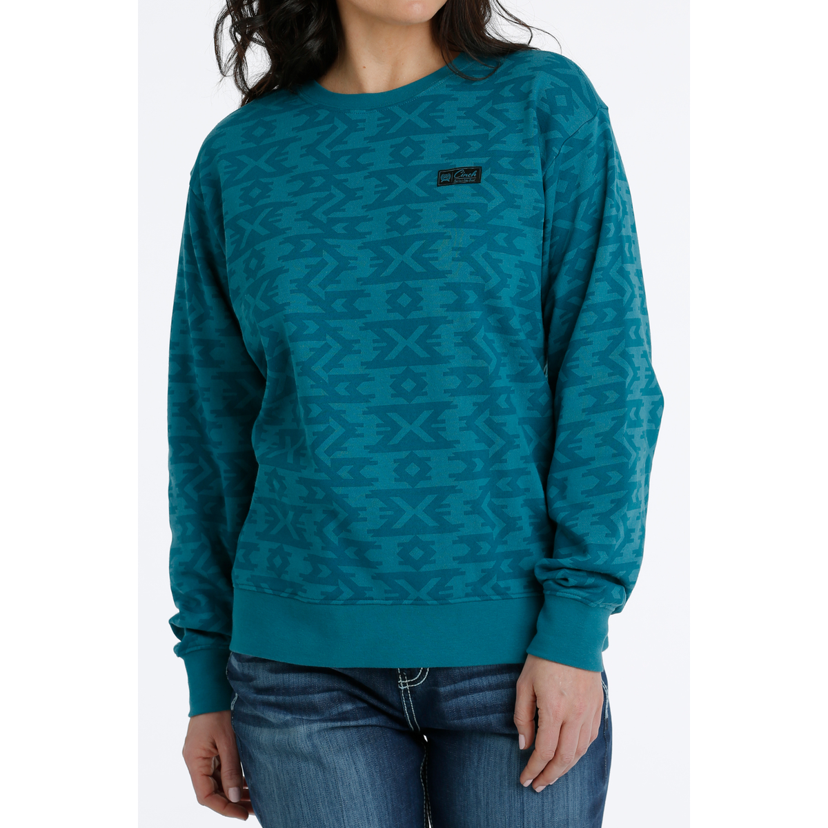 Cinch Ladies Teal Aztec Print Pullover MAK7905001