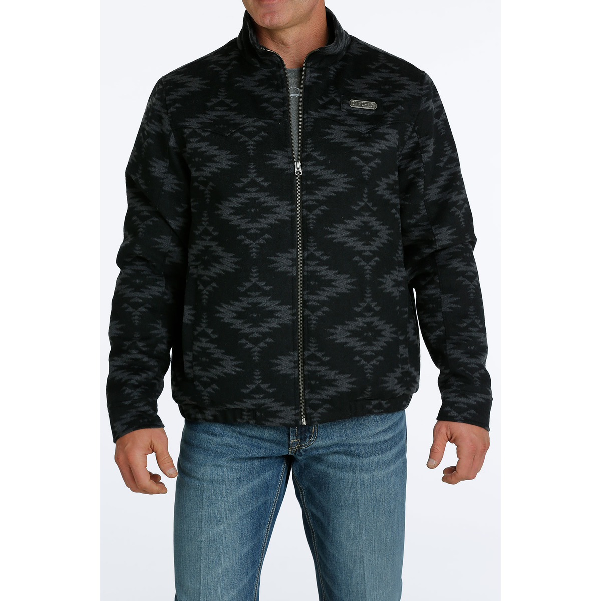 Cinch Men's Black & Grey Aztec Print Conceal Carry Wooly Jacket MWJ159