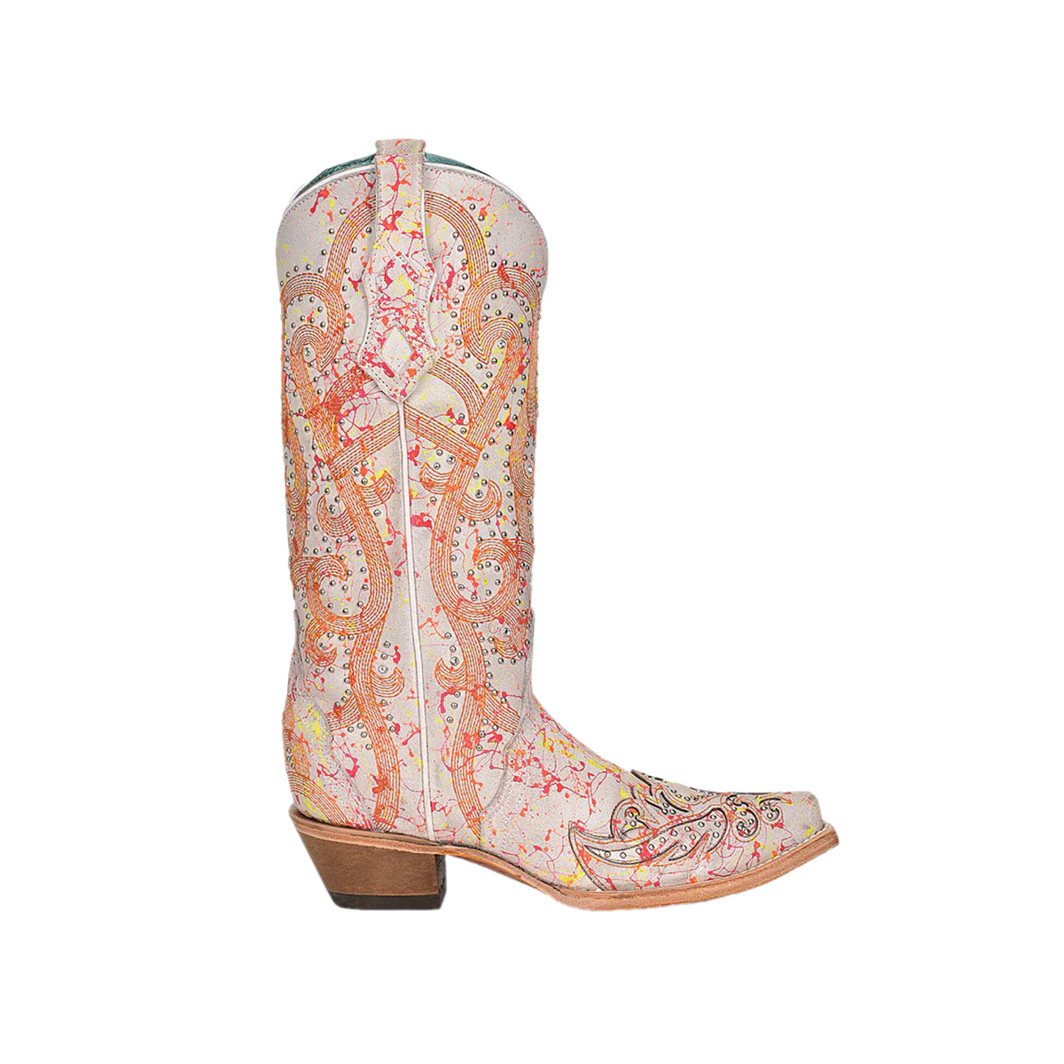 Corral Ladies Multicolor Overlay Neon Black Light Snip Toe Boots C3980