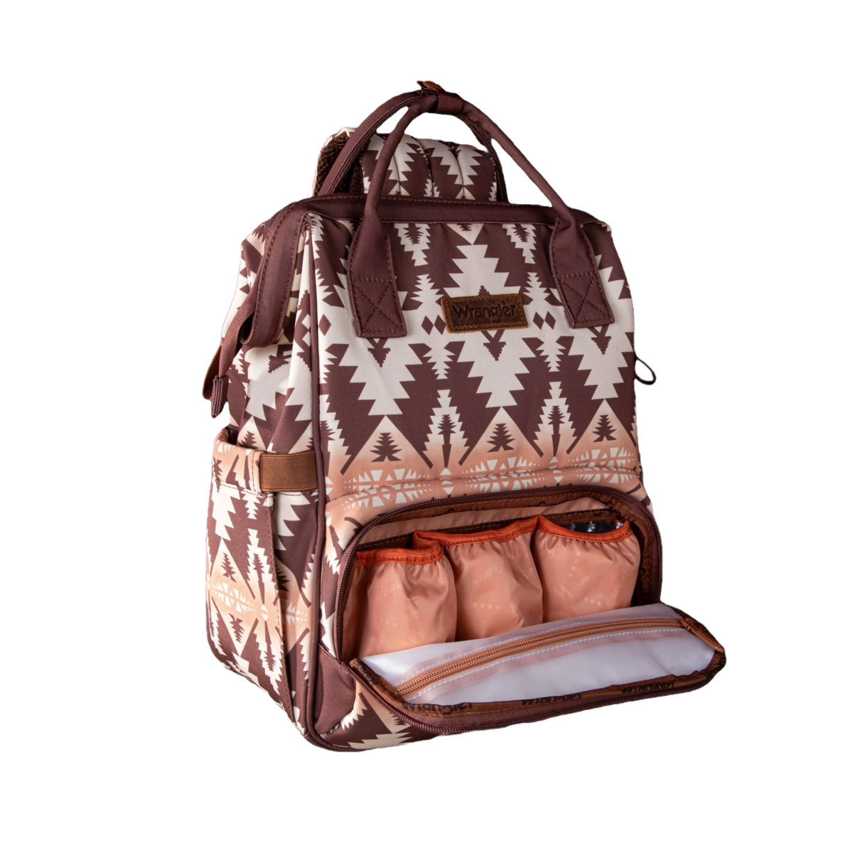 Wrangler Ladies Aztec Printed Brown Dual Sided Diaper Bag WG2204-9110B
