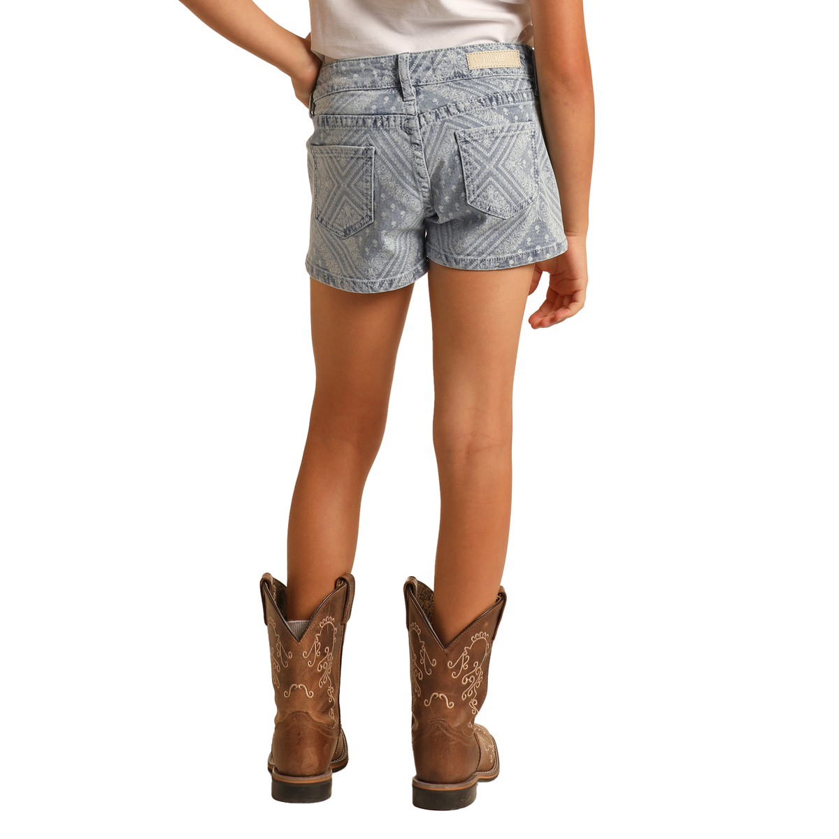 Rock & Roll Denim Girls Bandana Printed Denim Shorts RRGD68R0UF