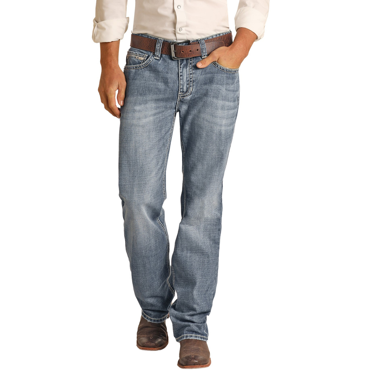 Rock & Roll Denim® Men's Flat Seam Double Barrel Straight Leg Jeans RR
